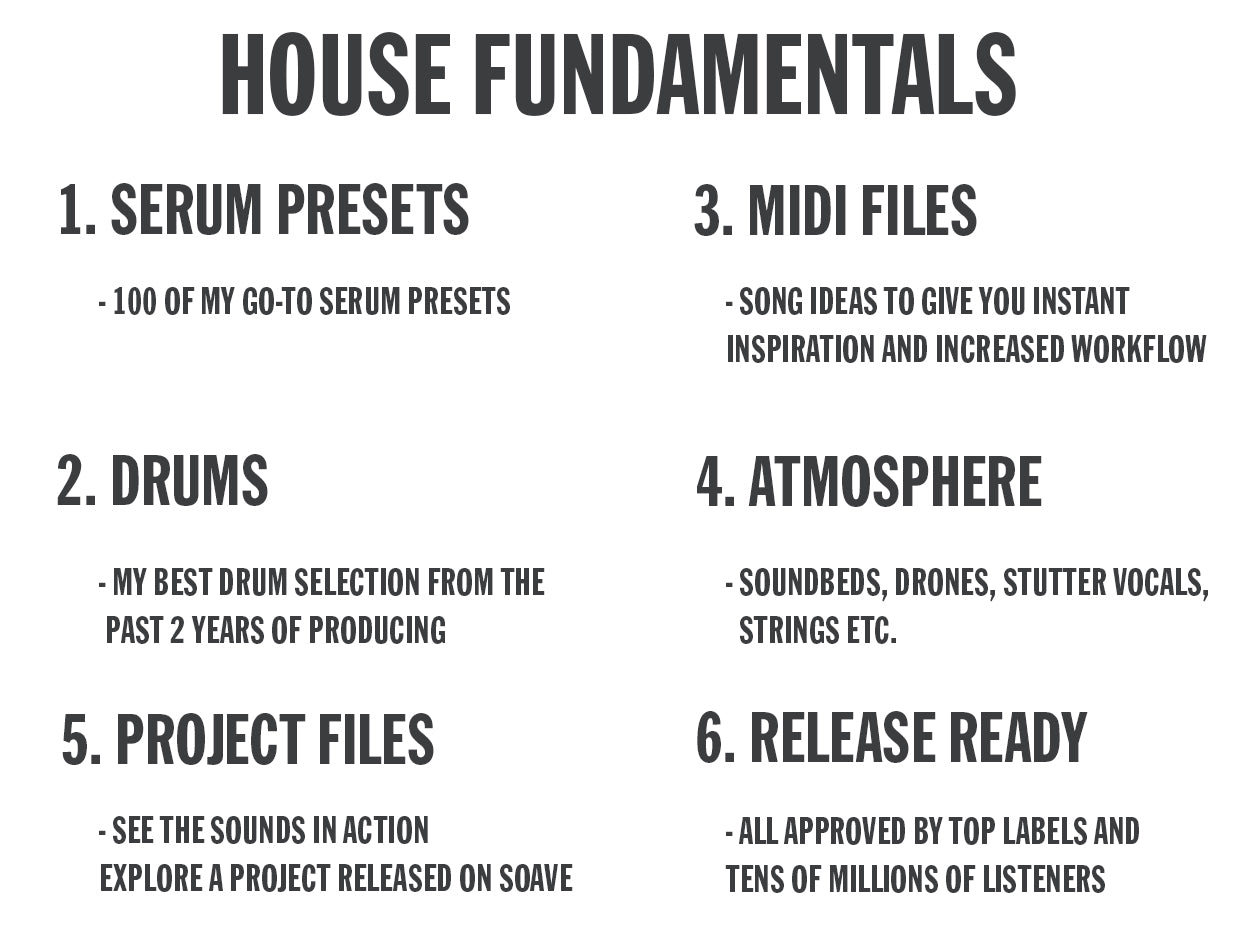 HOUSE FUNDAMENTALS (FULL PACK, PRESETS, MIDI, SAMPLES, FLP's) – JORM MUSIC